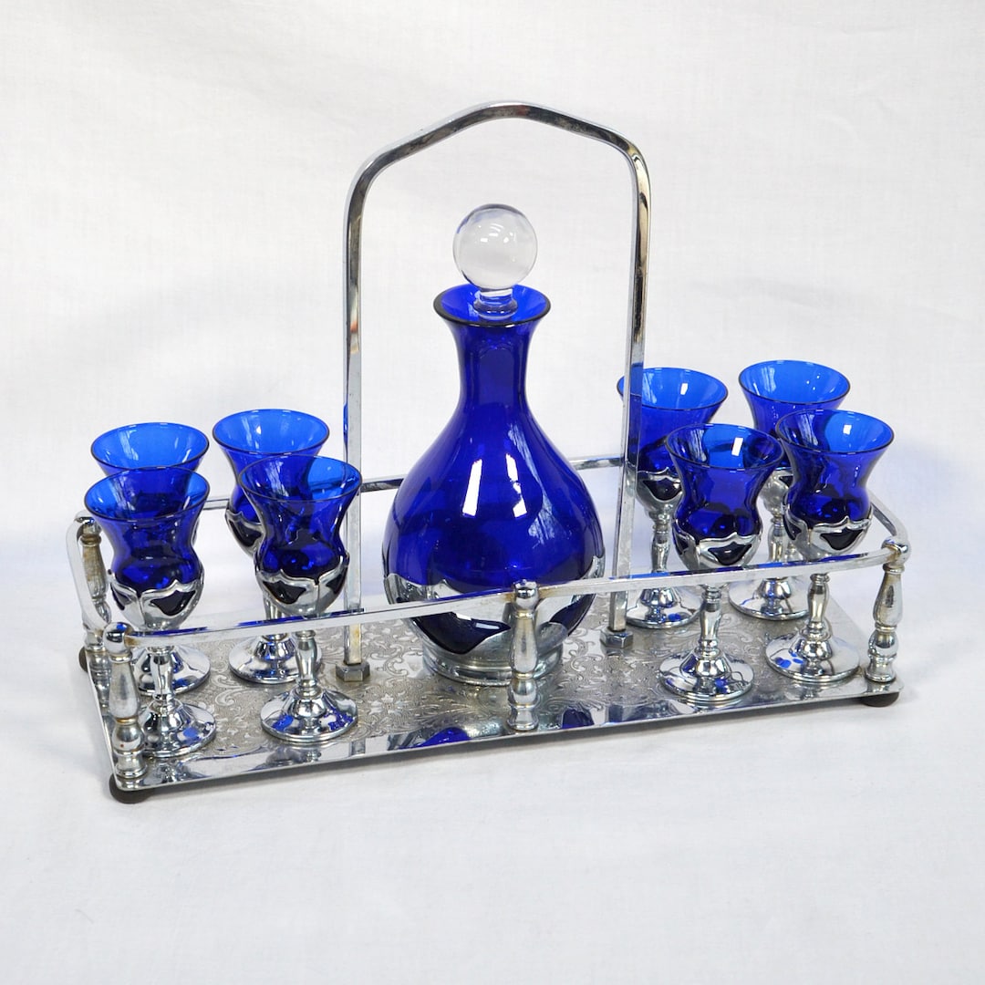 1930s Farber Bros Nautilus Royal Blue Cambridge Glass Decanter - Etsy