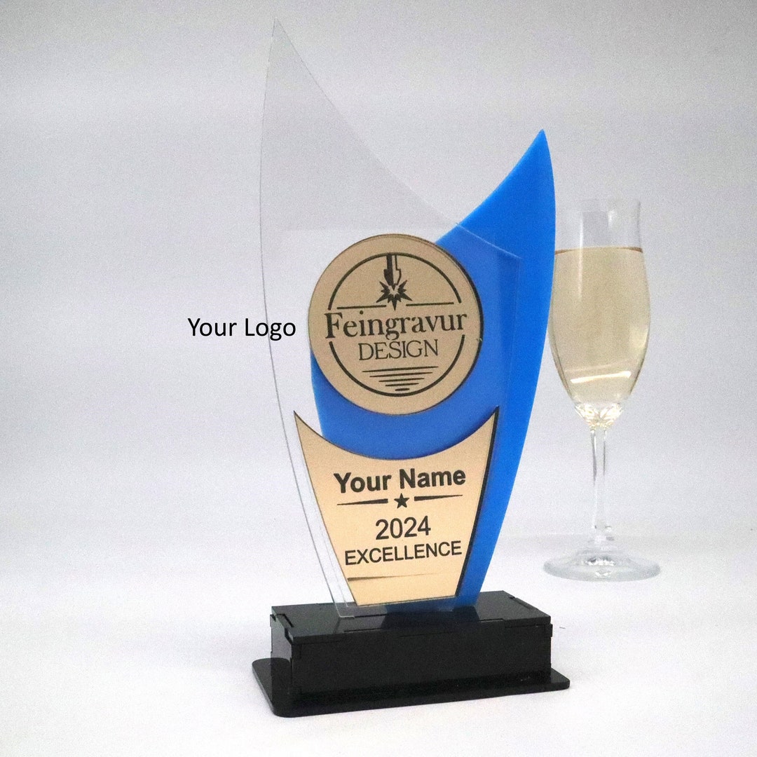 Modern Noble Sports Trophy, Own Text Logo, Colored and Clear Acrylic ...