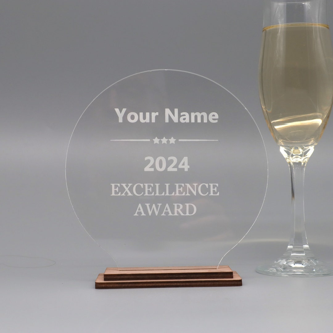Modern Noble Trophy, Your Own Text or Logo, Made of Valuable Walnut and ...