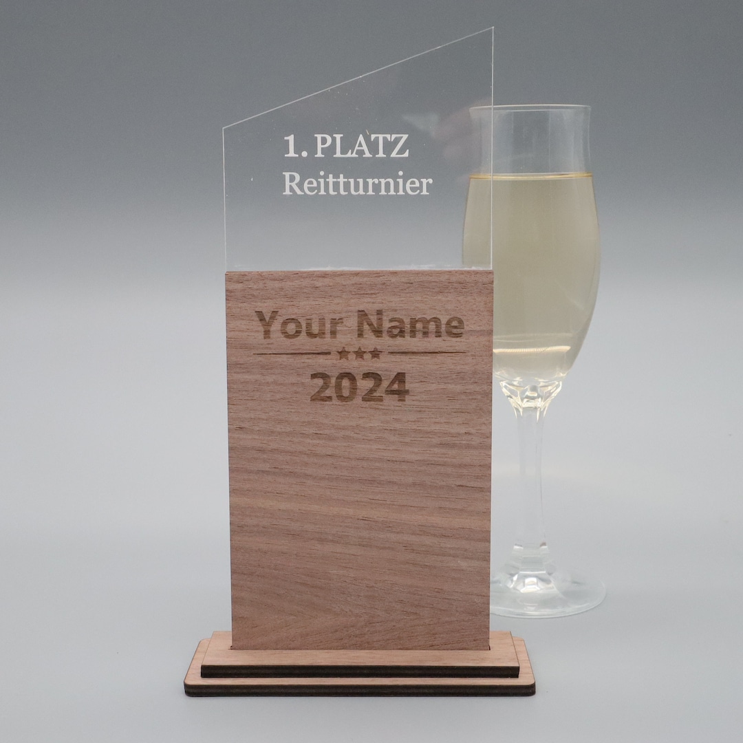Modern Noble Trophy, Your Own Text or Logo, Made of Valuable Walnut and ...