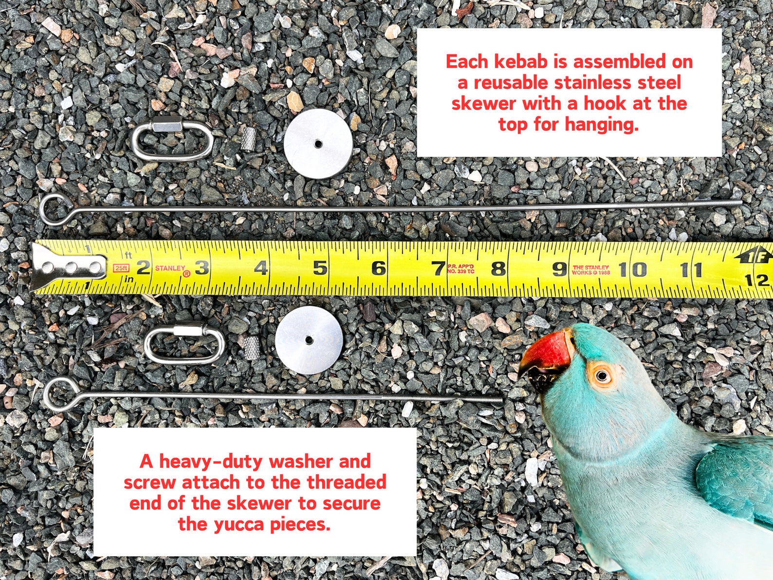 Natural Shreddable Yucca Wood Kebab Bird Toy for Conures Budgies and ...