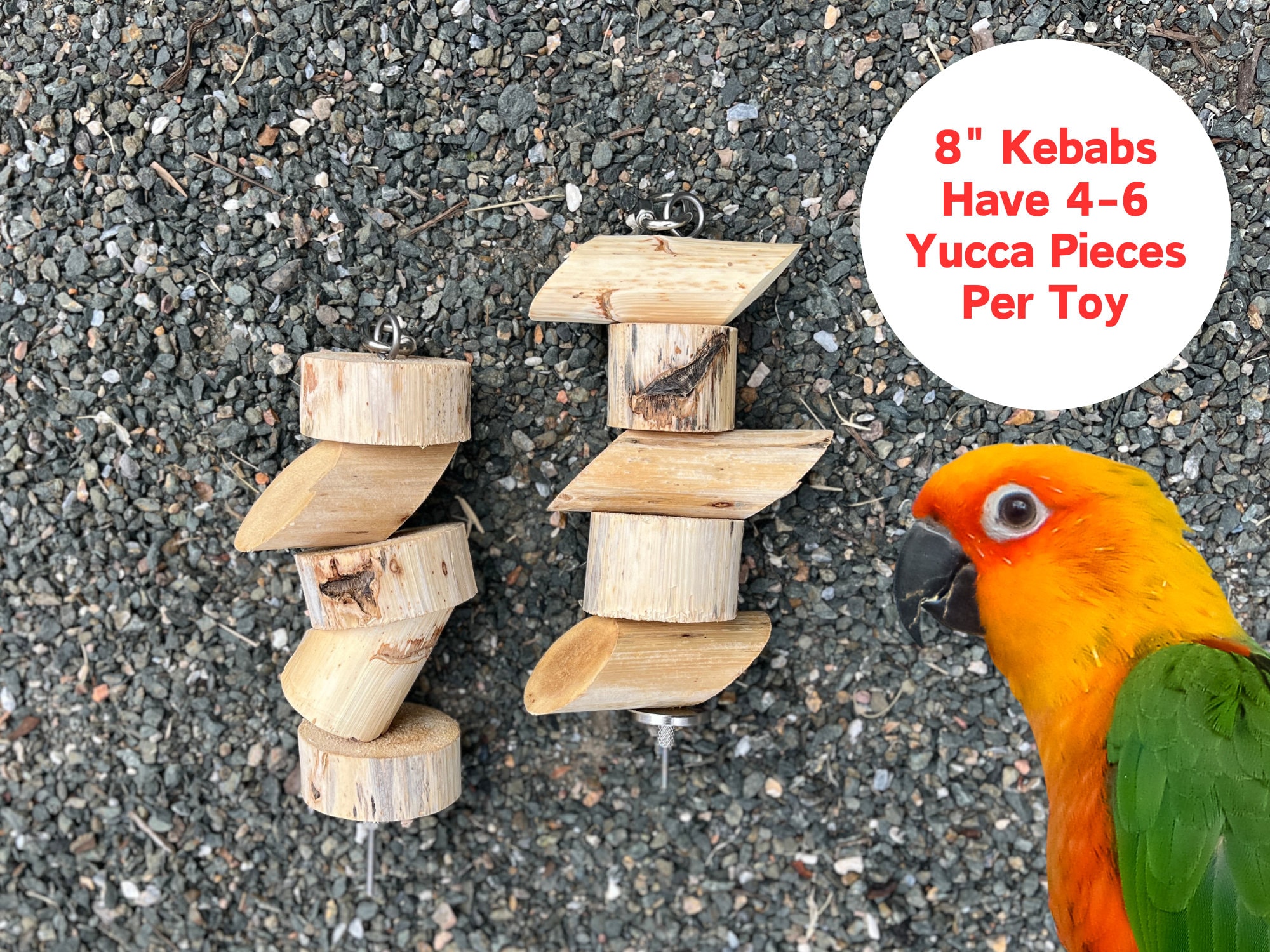 Natural Shreddable Yucca Wood Kebab Bird Toy for Conures Budgies and ...