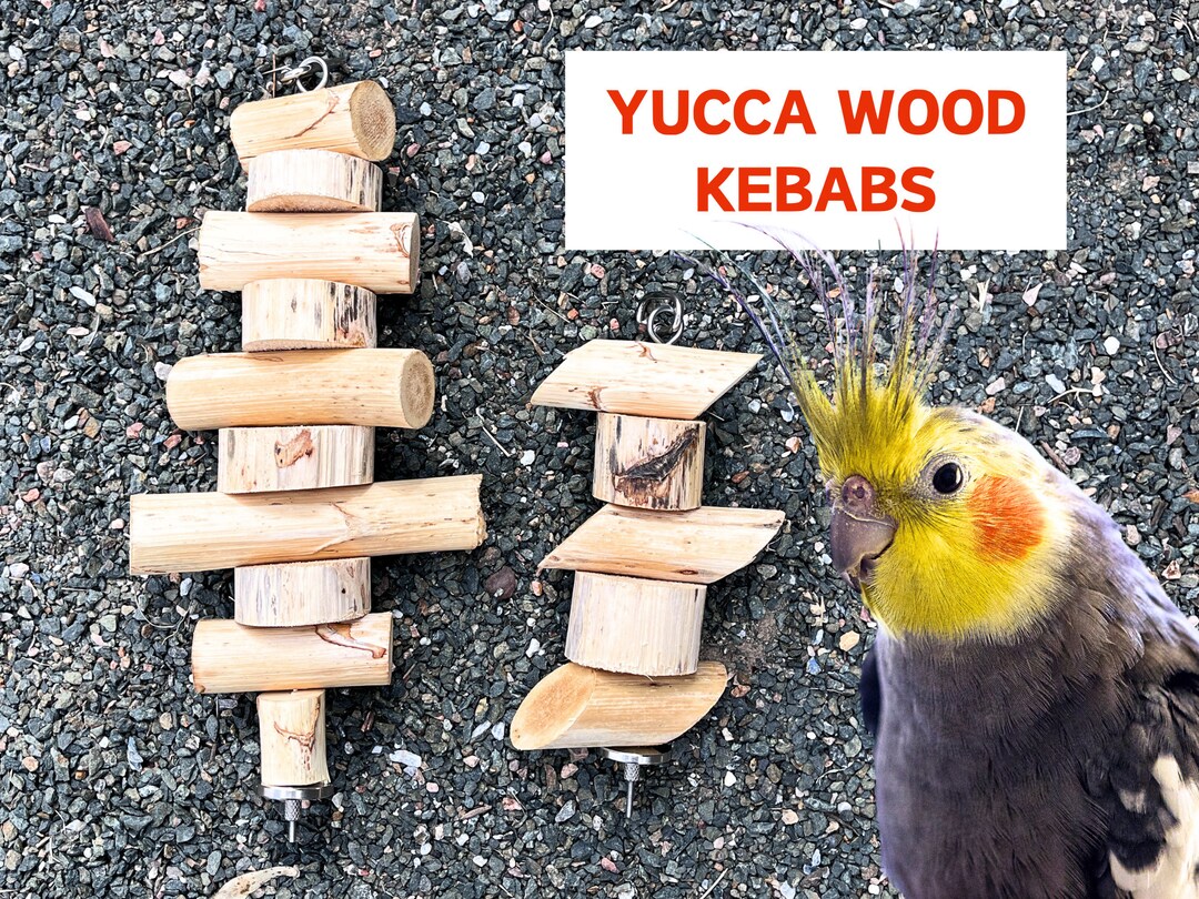 Natural Shreddable Yucca Wood Kebab Bird Toy for Conures Budgies and ...