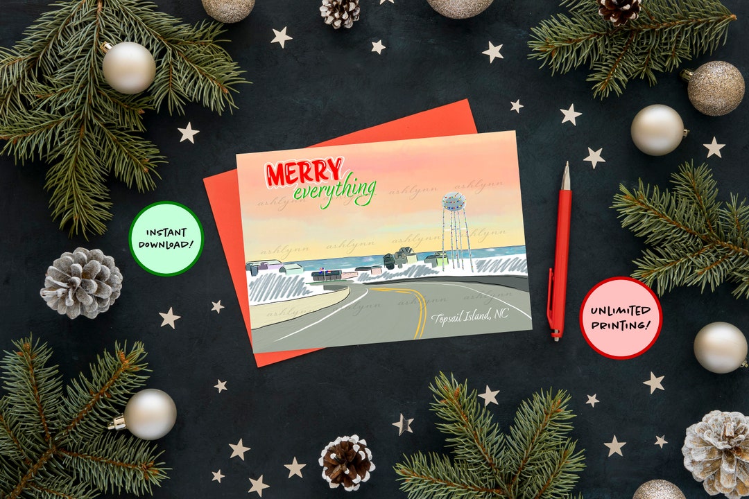 Topsail Island 5 X 7 Christmas Card PRINTABLE FILE - Etsy