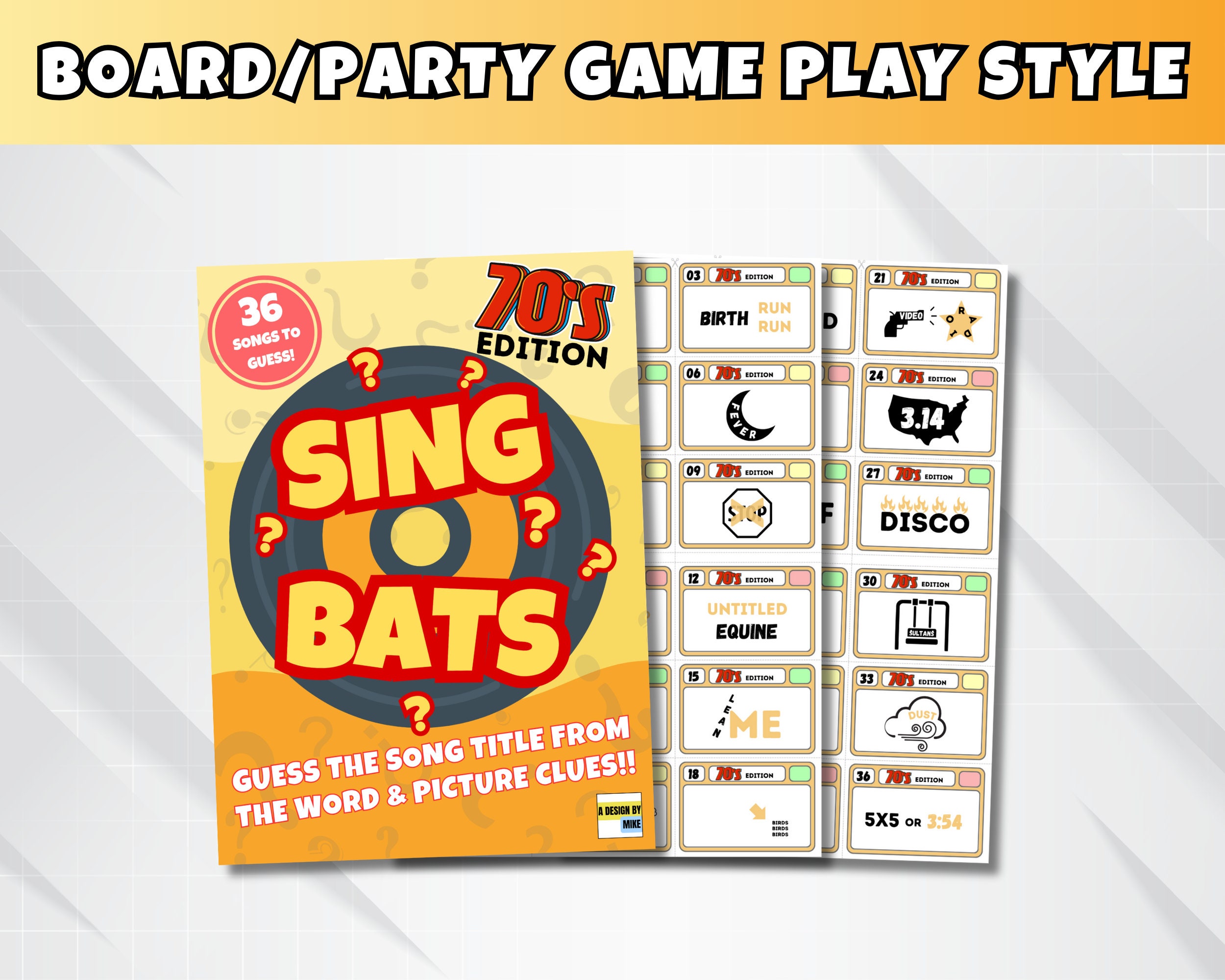 Printable Dingbats Puzzle Party Game | 'singbats' 1970's Edition ...