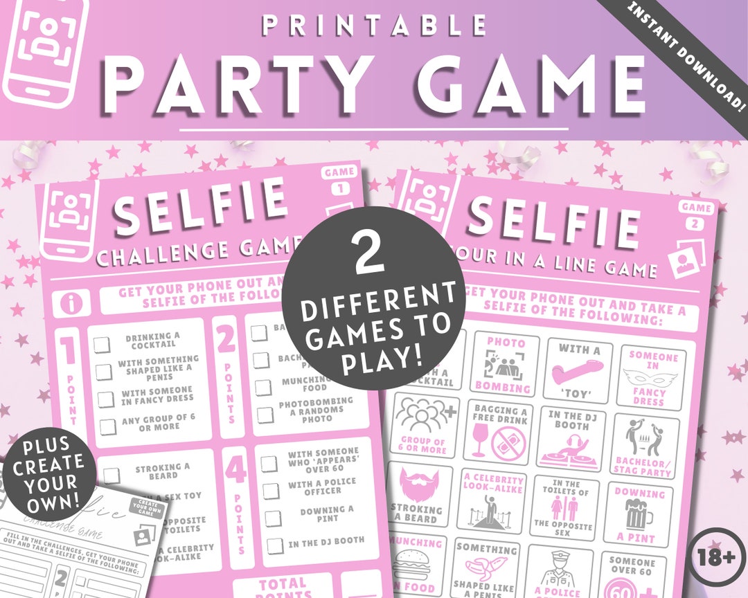 Selfie Challenge Party Game Printable Girl's Night Out Party Game Ideal ...