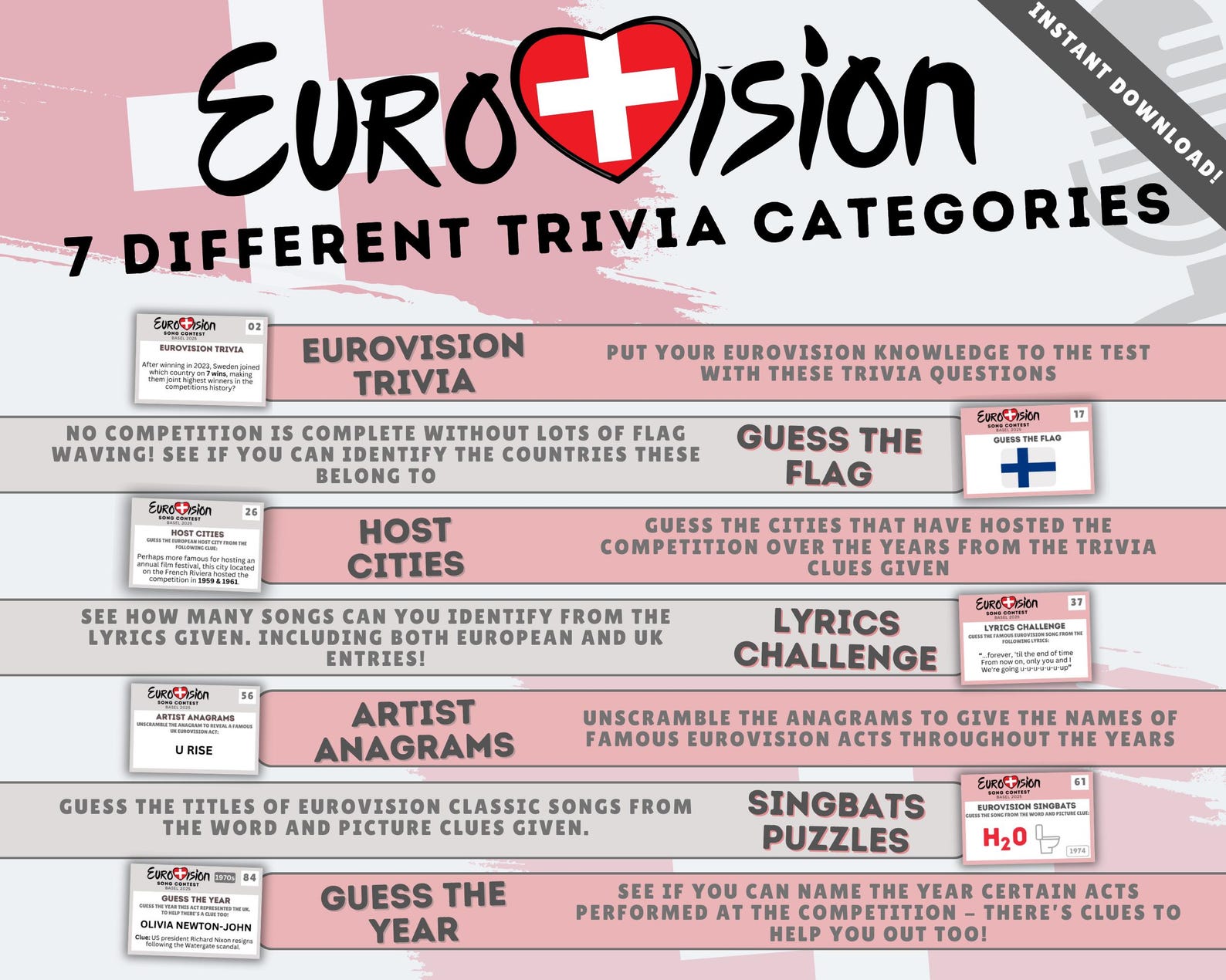 Eurovision 2025 Party Games Mega Bundle | Eurovision Song Contest Basel ...
