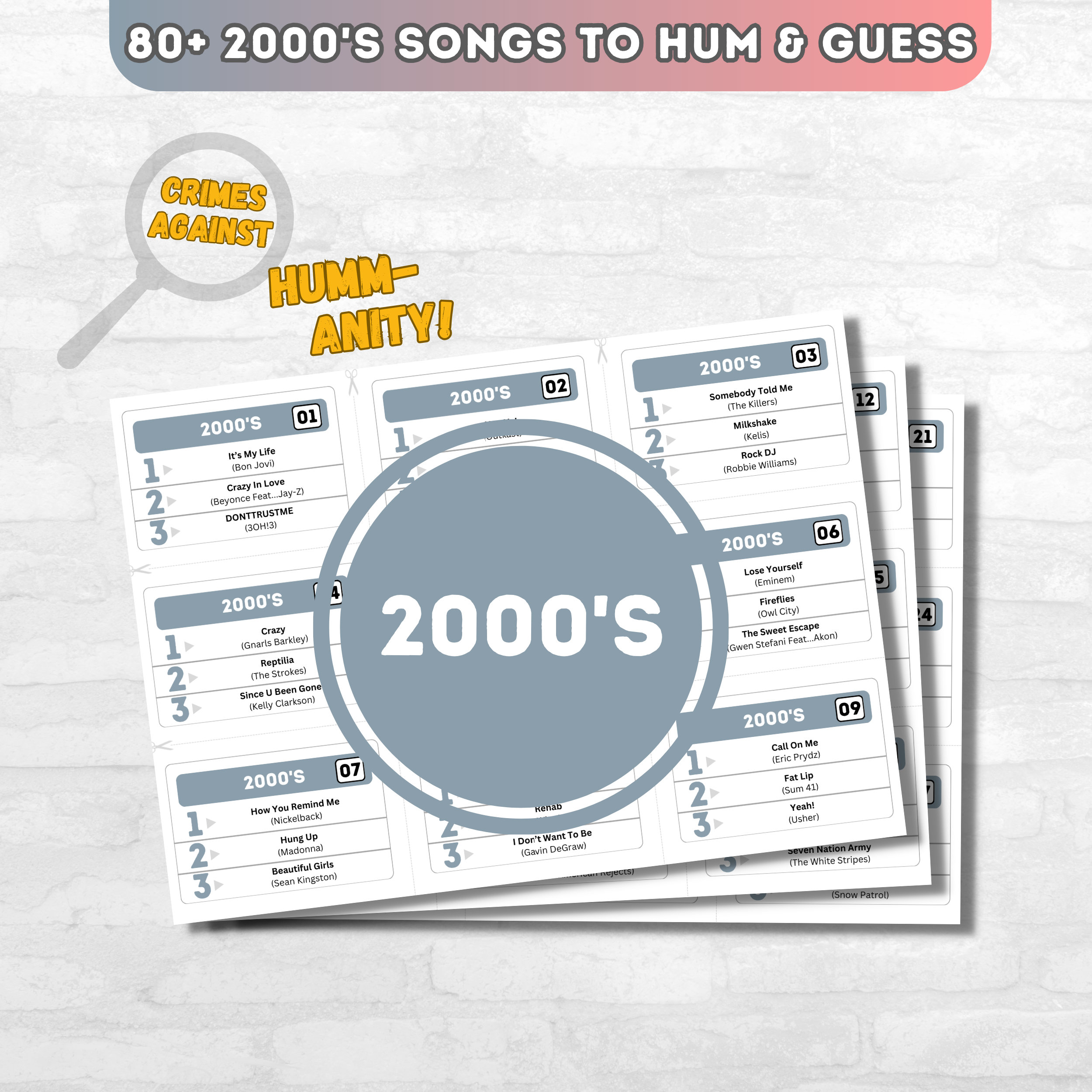 2000s 2010s Song Naming Party Game Bundle | Crimes Against Humm-anity ...