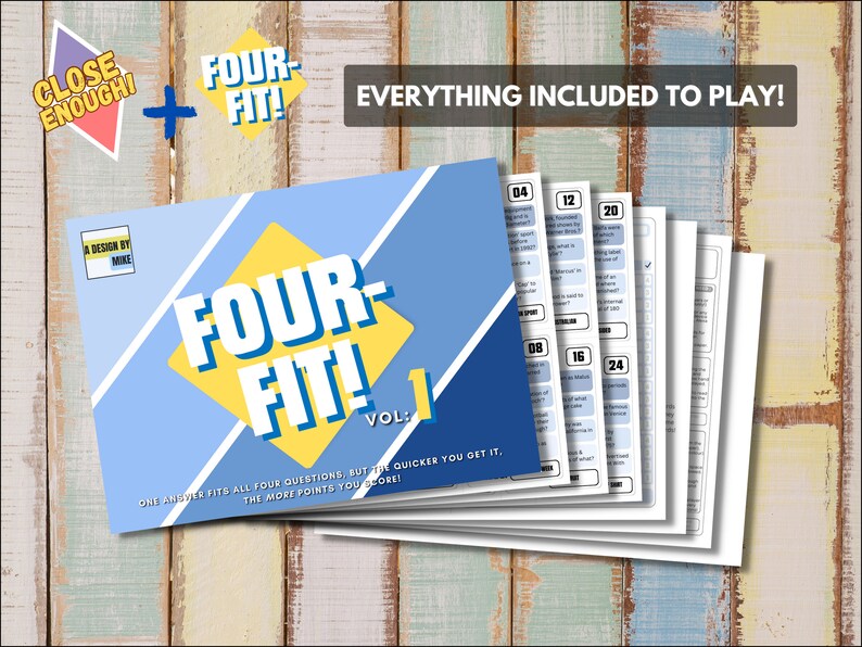 Trivia Party Games Bundle | Close Enough! Volume.1 US Edition & Four-fit Vol.1 | Host Your Own ...