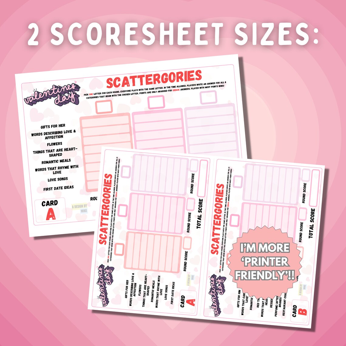 Valentine's Day 'scattergories' Printable Game | Party Games for Adults ...