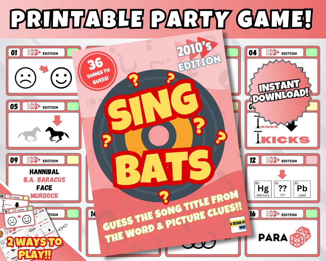 Printable Dingbats Puzzle Party Game | 'singbats' 2010's Edition ...