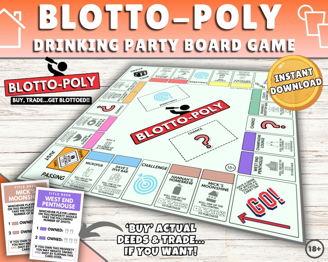 BLOTTO-POLY Drinking Party Game | Printable Board (digital Download) - Etsy