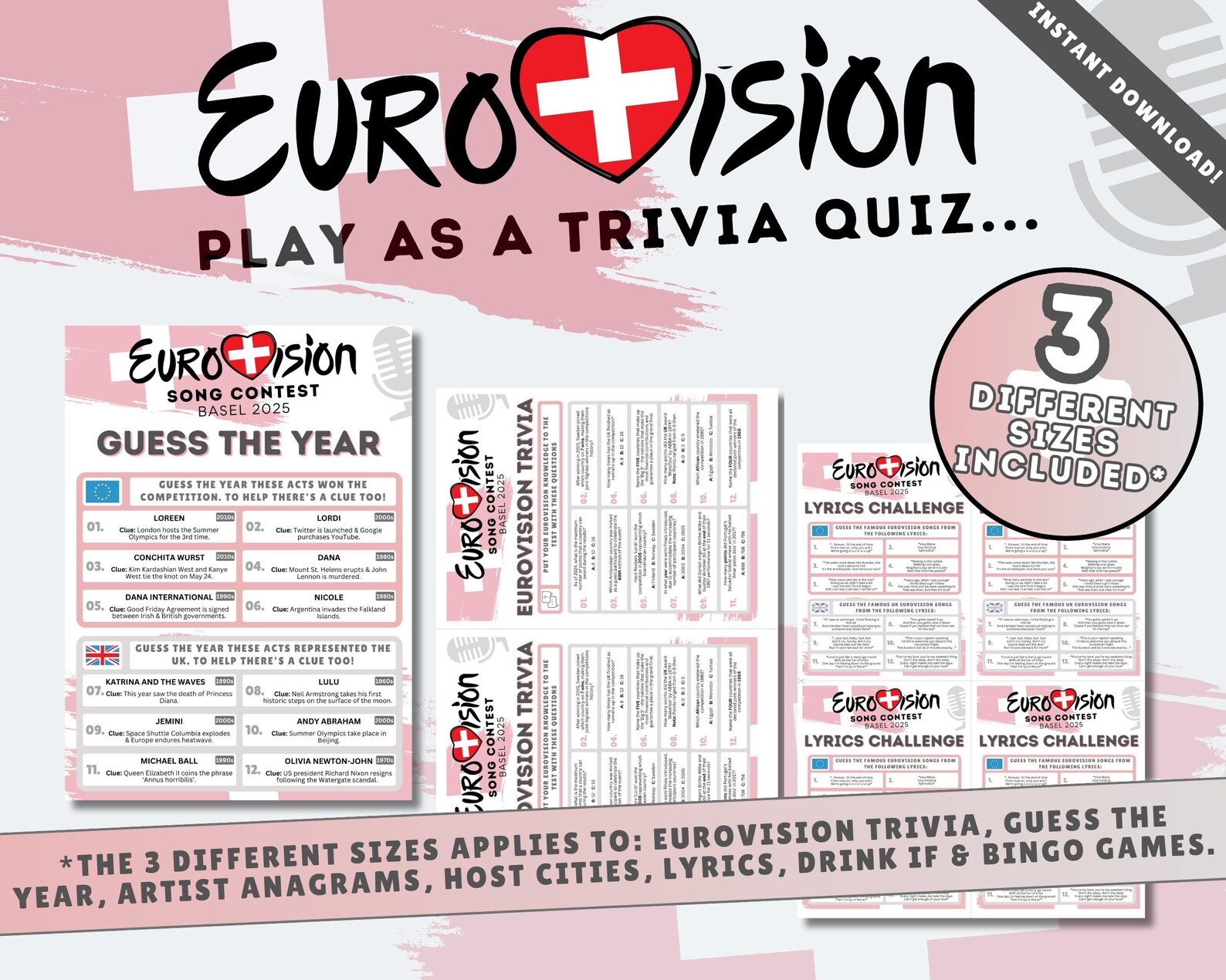 Eurovision 2025 Party Games Mega Bundle | Eurovision Song Contest Basel ...