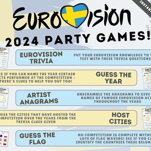 Eurovision 2024 Trivia Party Games Bundle | Eurovision Song Contest ...