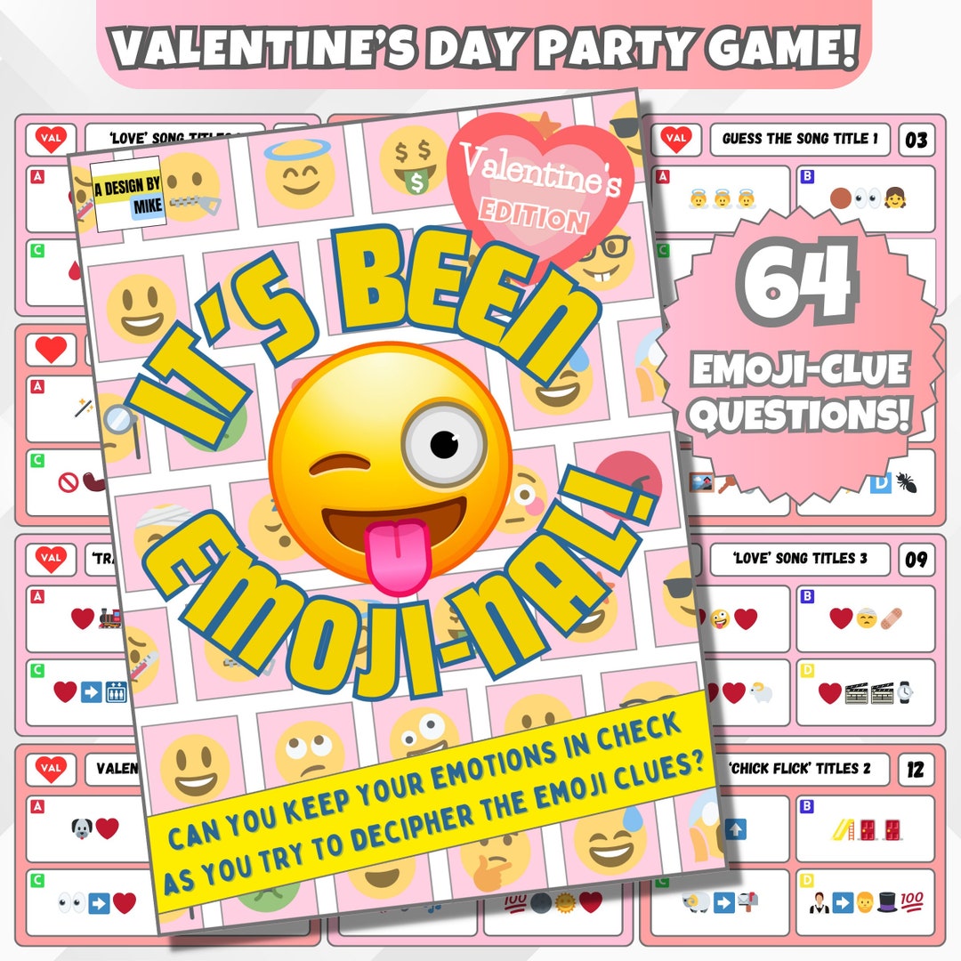 Valentine's Day Printable Emoji Quiz Party Game | 'it's Been Emoji-nal ...