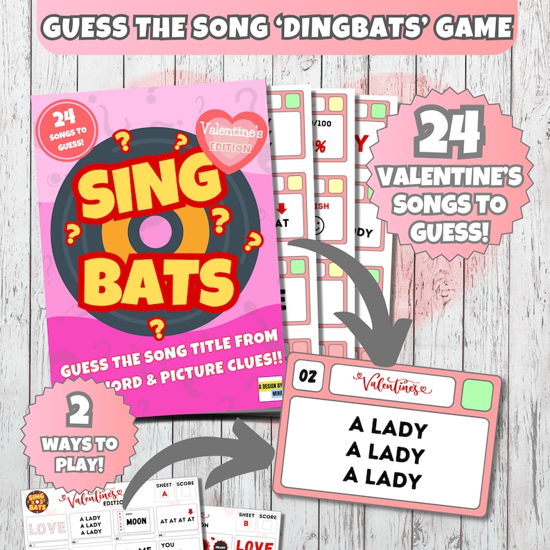 Valentine's Day Printable Party Game Bundle Guess the Song Lyrics Emoji ...