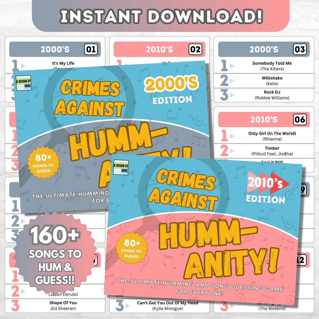 2000s 2010s Song Naming Party Game Bundle | Crimes Against Humm-anity ...