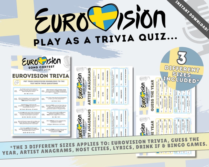 Eurovision 2024 Party Games Mega Bundle | Eurovision Song Contest Malmö ...