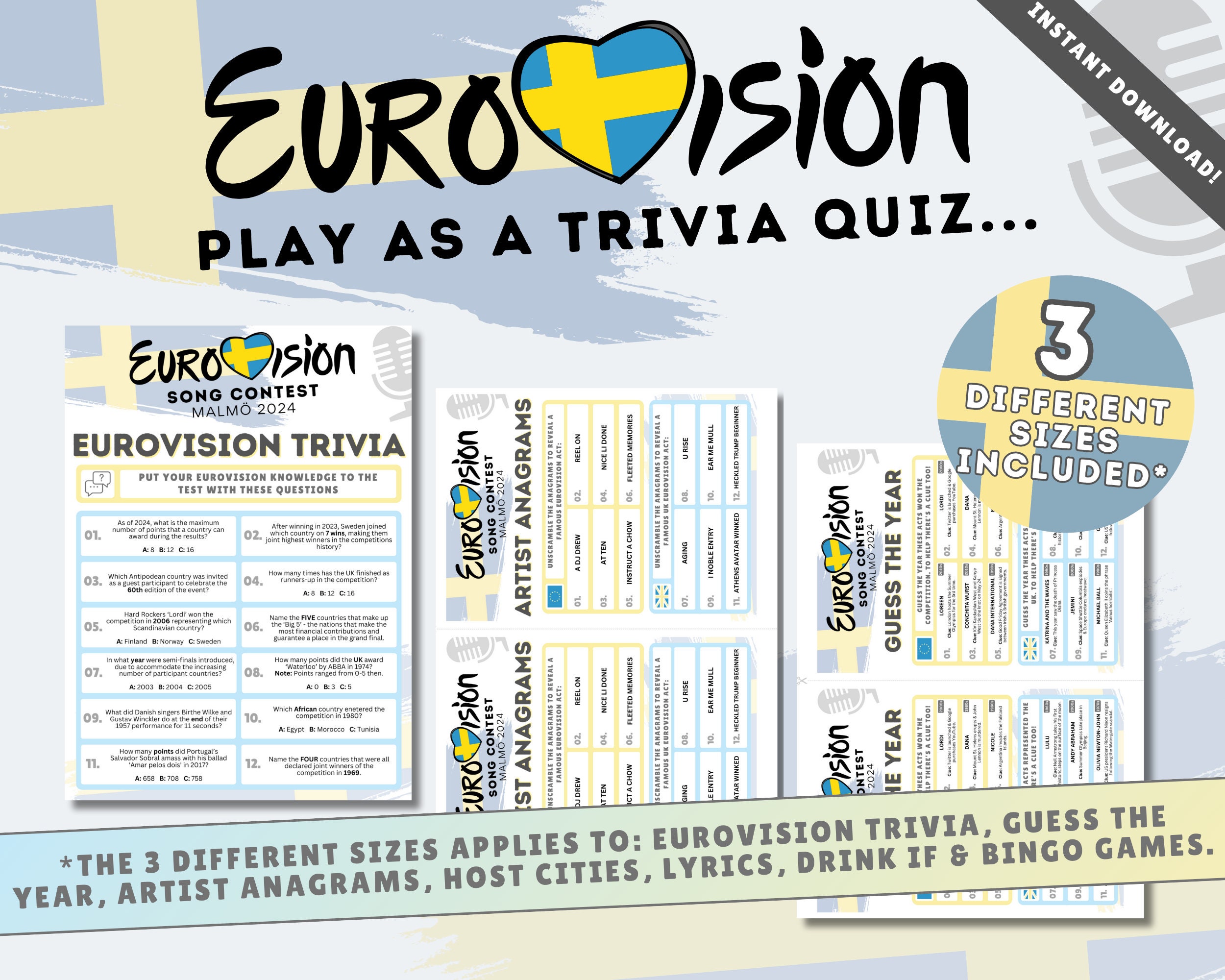 Eurovision 2024 Party Games Mega Bundle Eurovision Song Contest Malmö ...
