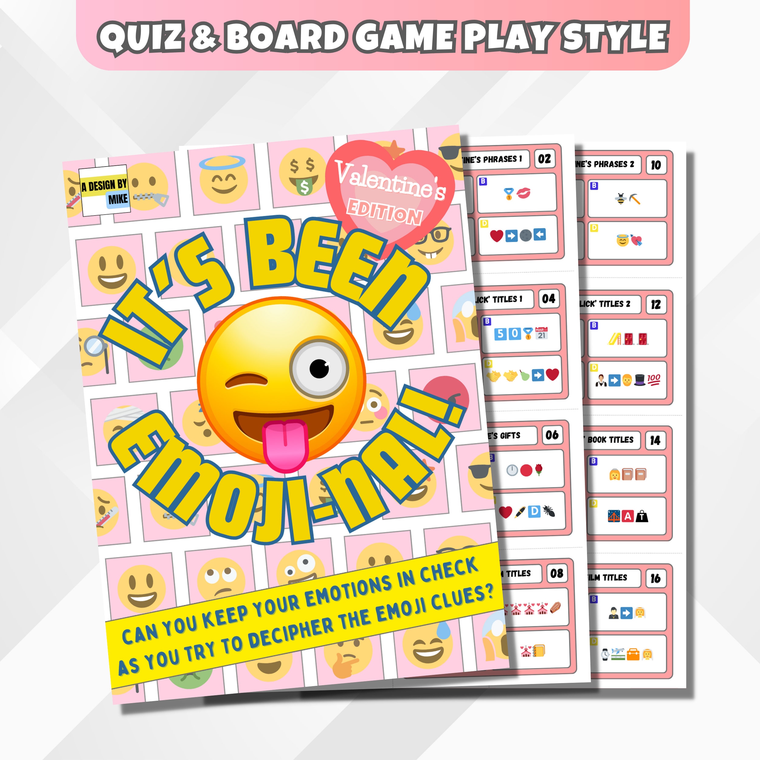 Valentine's Day Printable Emoji Quiz Party Game | 'it's Been Emoji-nal ...