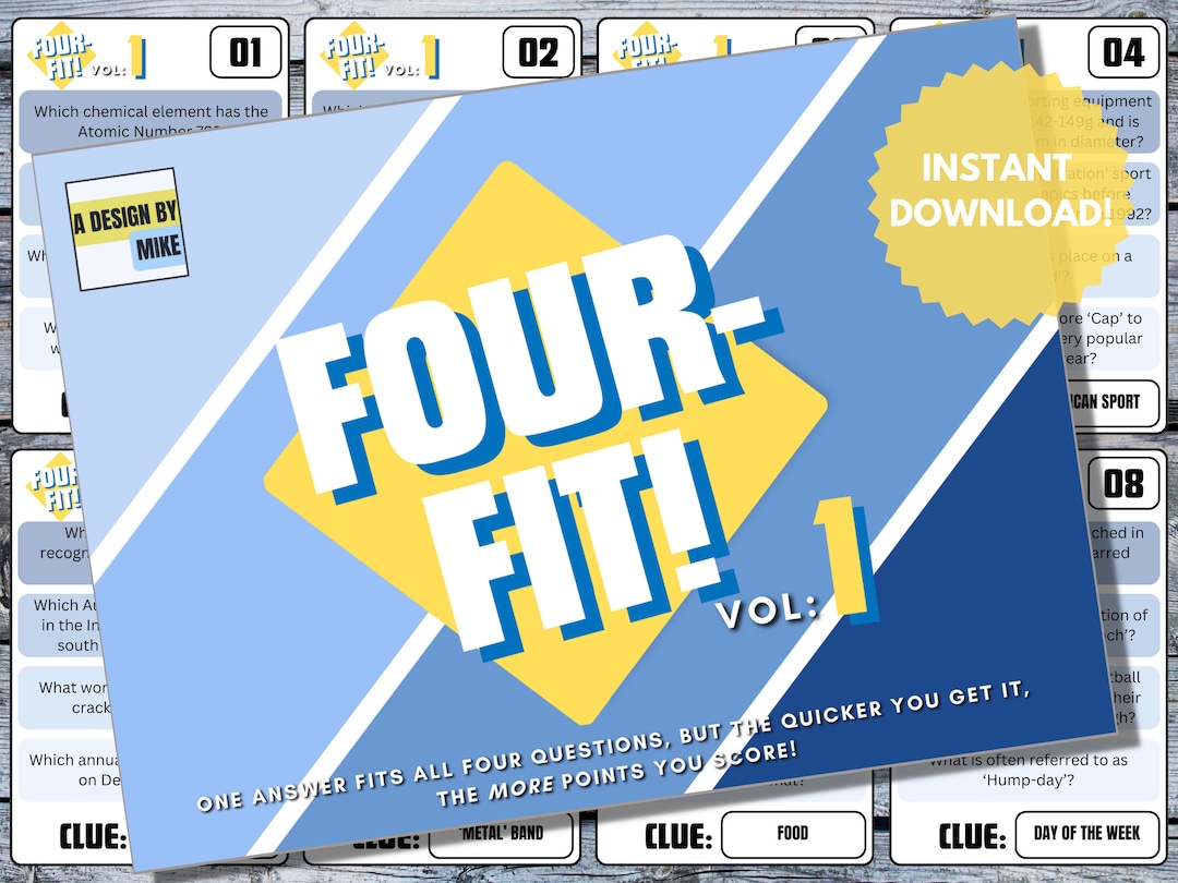 Printable Party Game | Four-fit Vol.1 | Family Friendly Quiz | General ...
