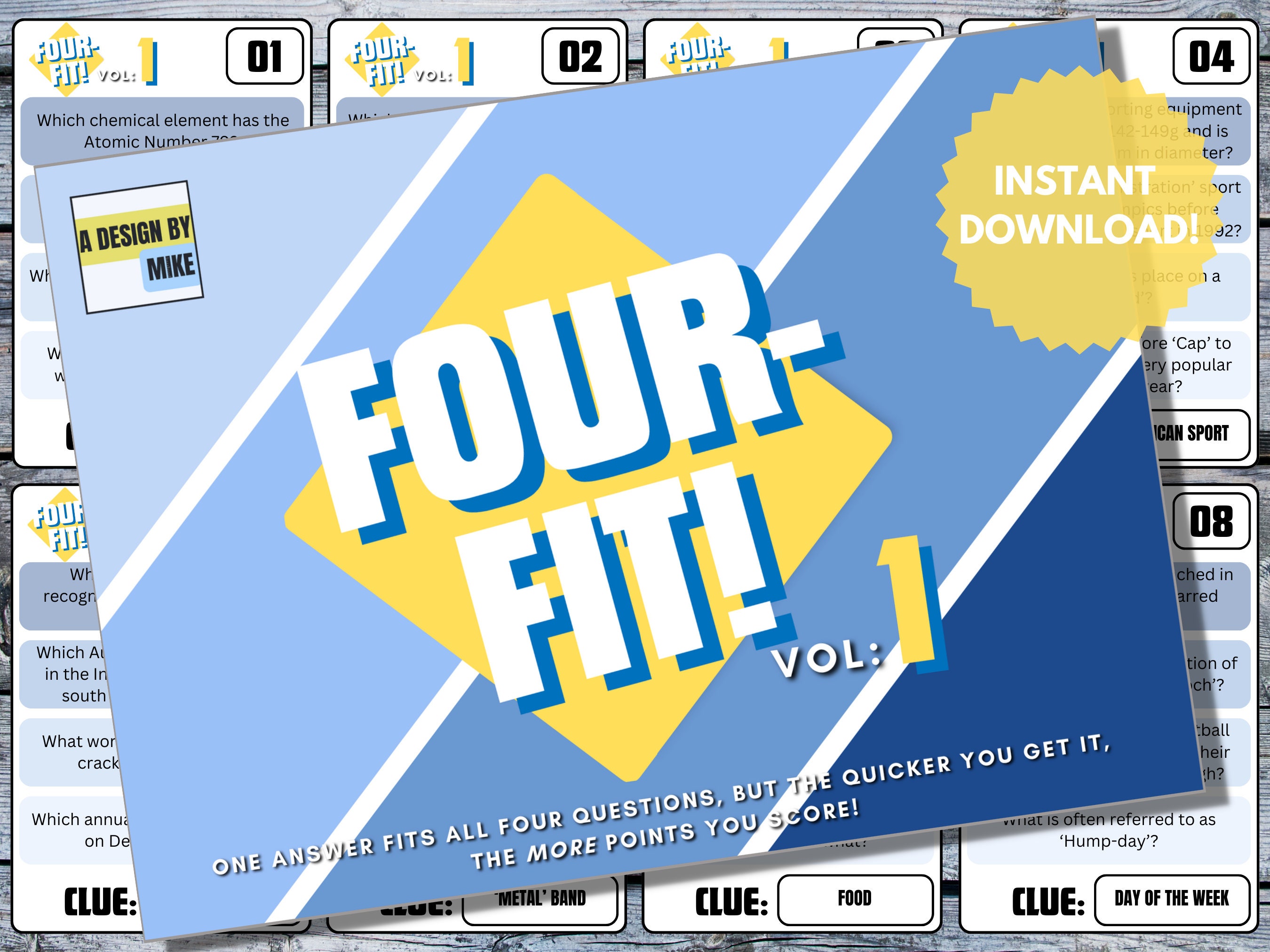 Printable Party Game | Four-fit Vol.1 | Family Friendly Quiz | General ...