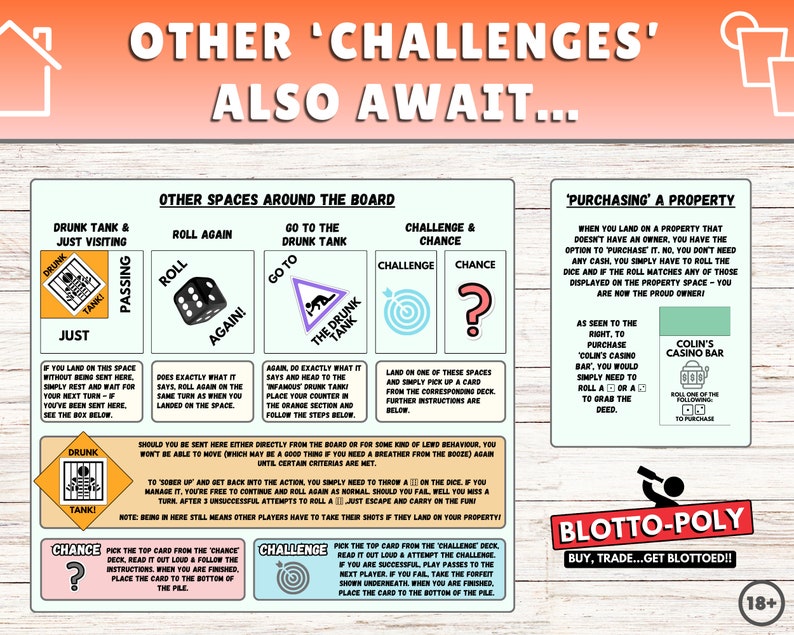 BLOTTO-POLY Drinking Party Game | Printable Board (digital Download) - Etsy