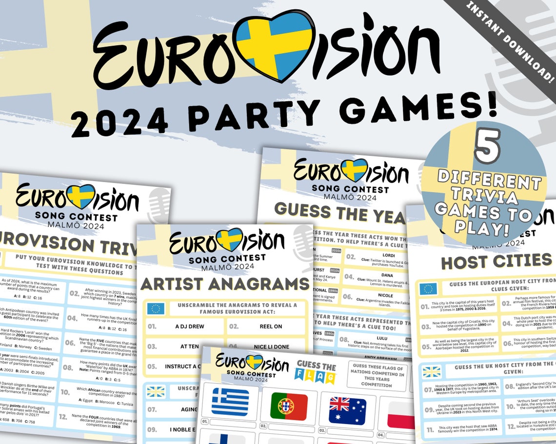 Eurovision 2024 Trivia Party Games Bundle | Eurovision Song Contest ...