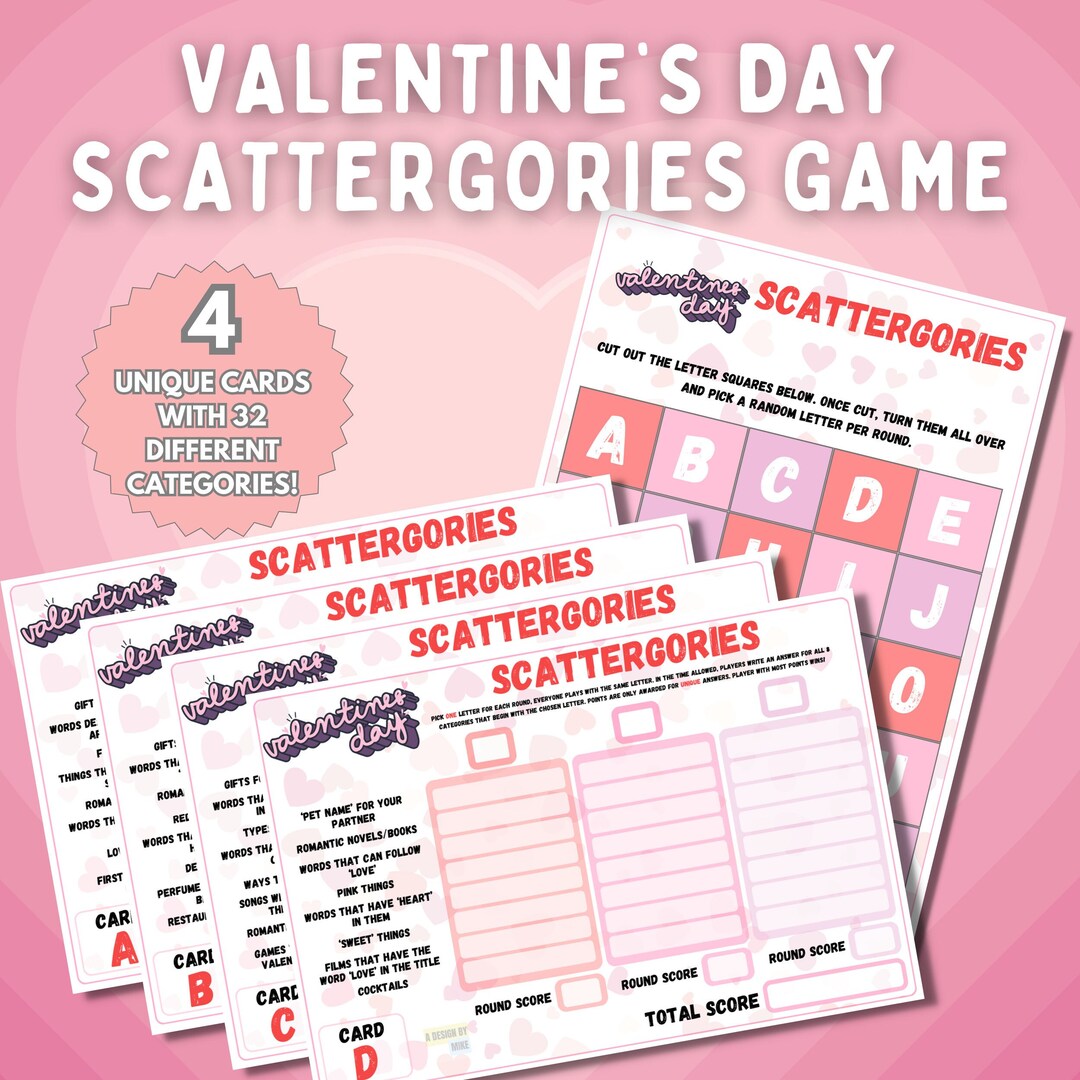 Valentine's Day 'scattergories' Printable Game | Party Games for Adults ...