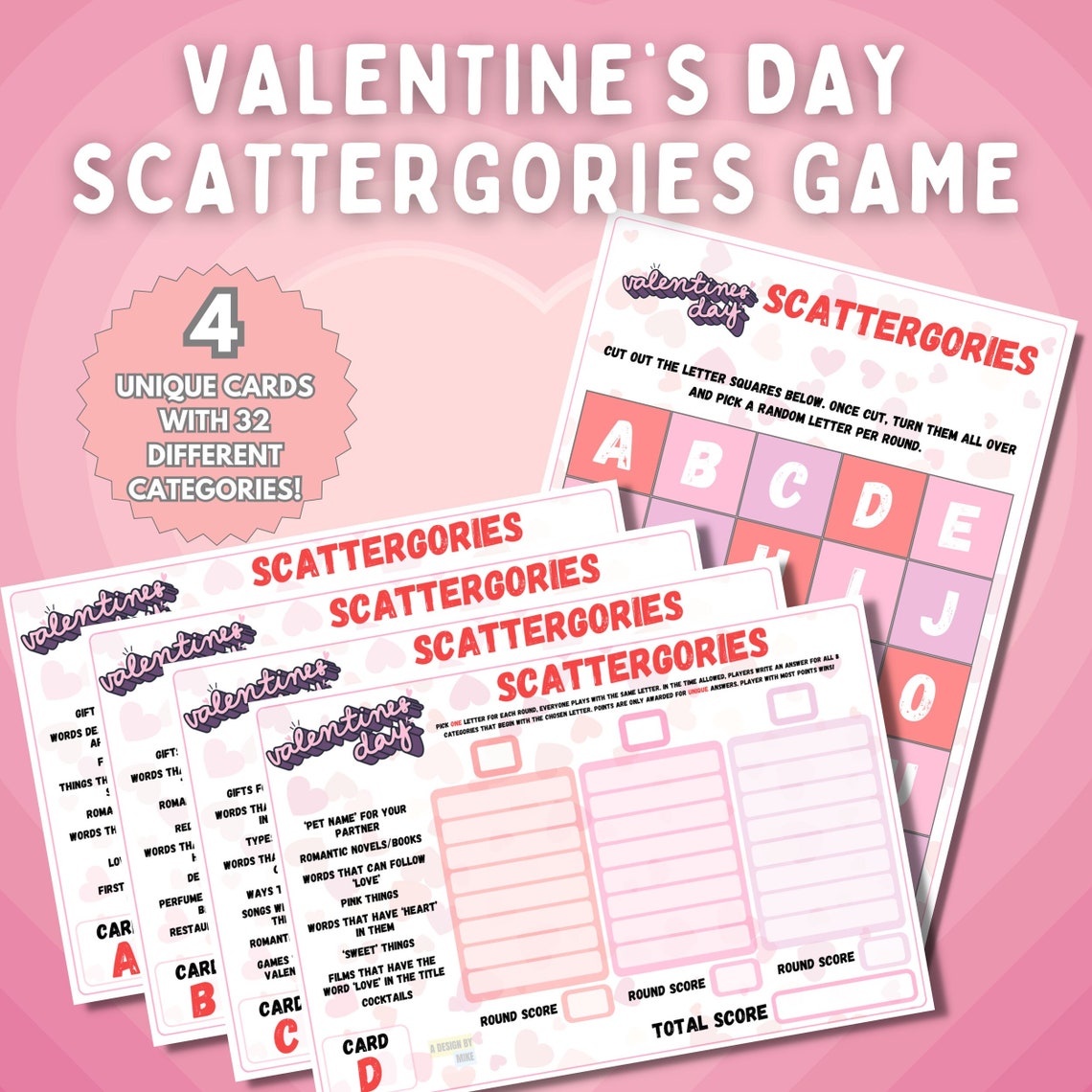 Valentine's Day 'scattergories' Printable Game | Party Games for Adults ...