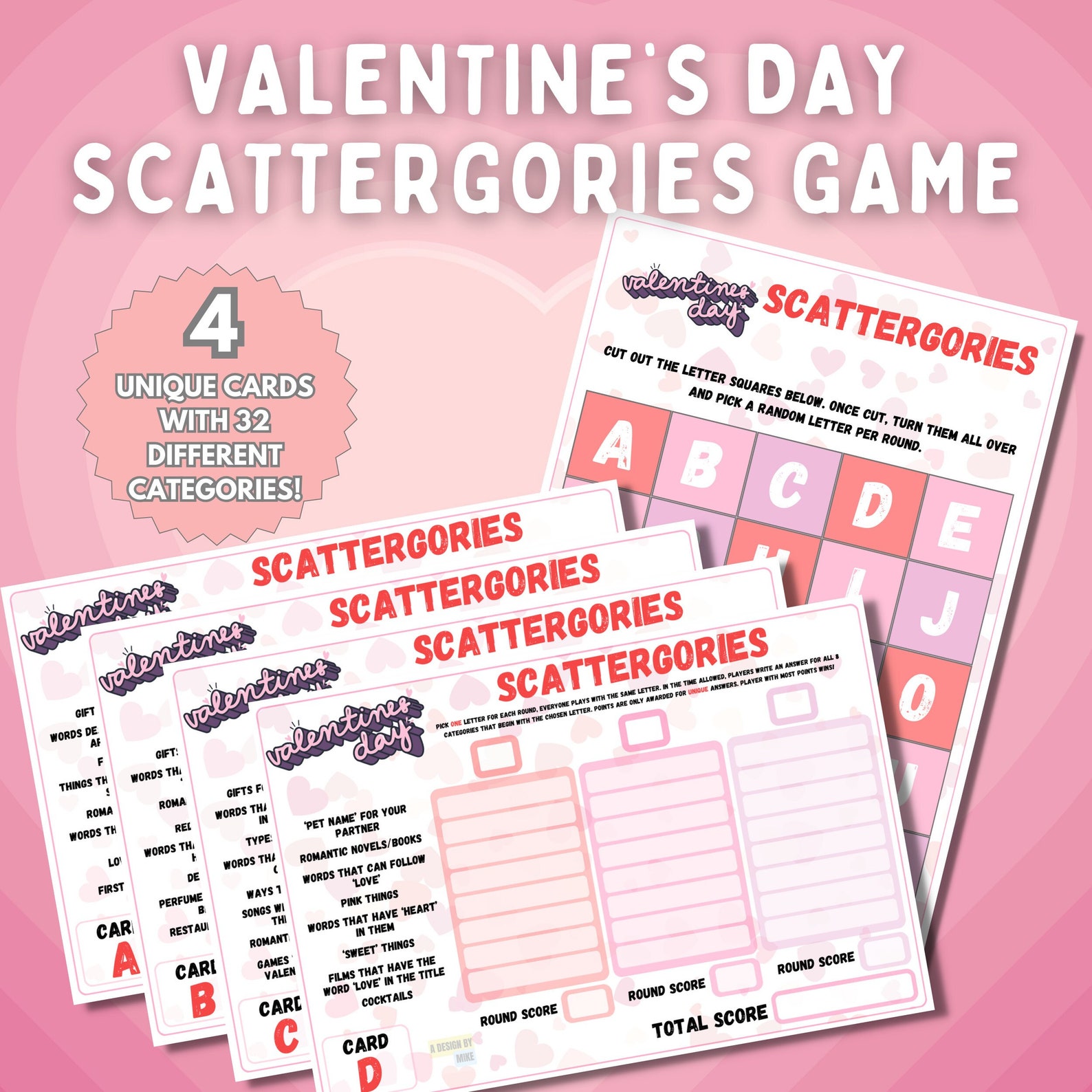 Valentine's Day 'scattergories' Printable Game | Party Games for Adults ...
