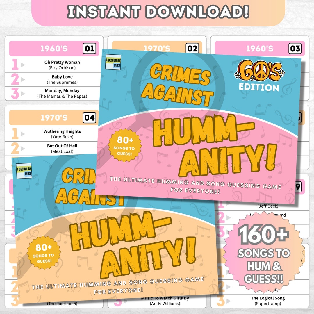 1960s 1970s Song Naming Game Bundle | Crimes Against Humm-anity! 60's ...