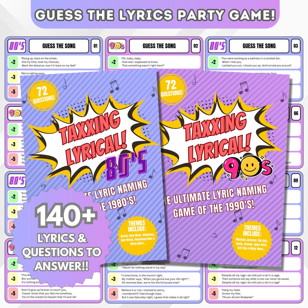 1980s & 1990s Music Trivia Game | Taxxing Lyrical! 80's/90's Edition ...