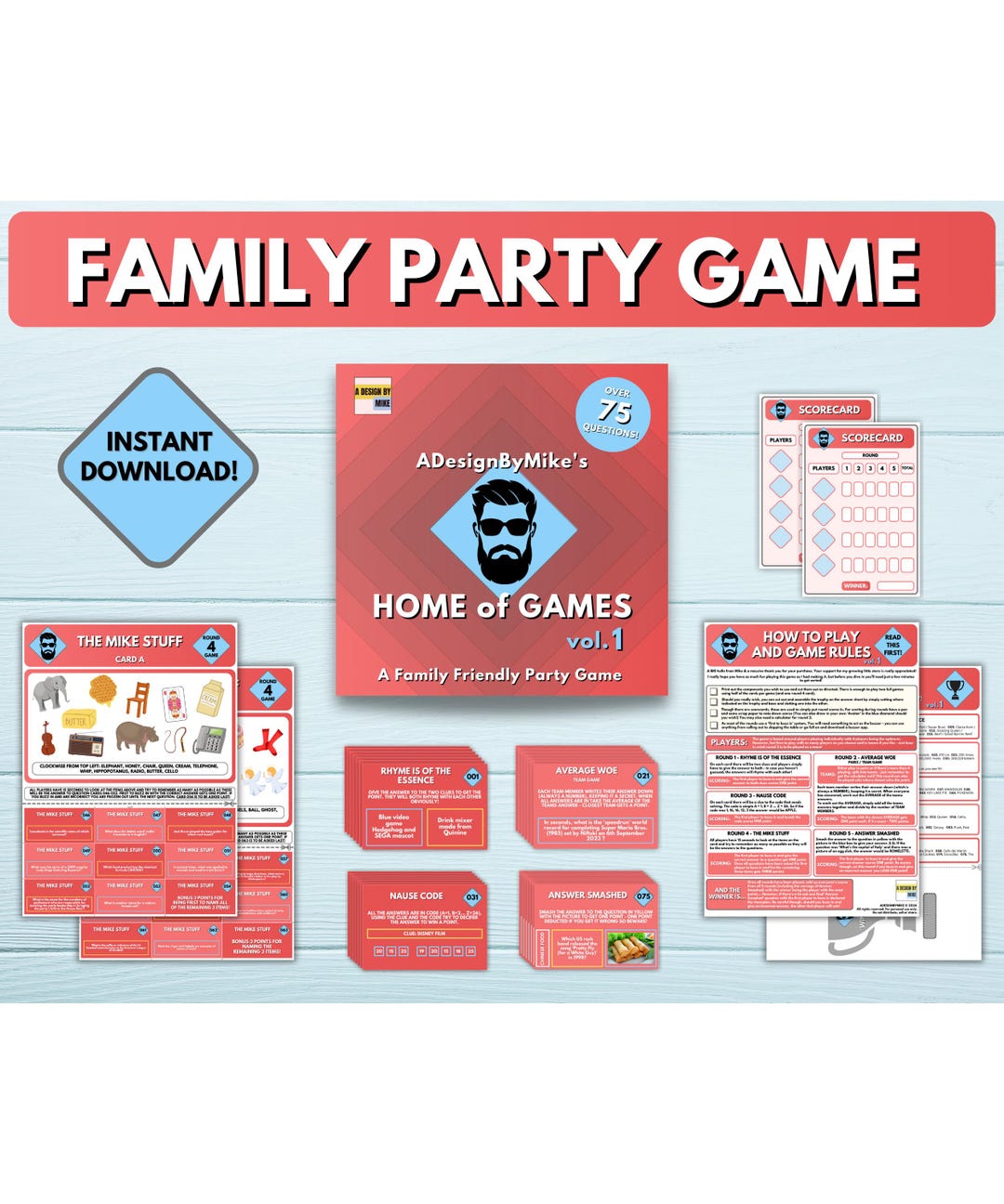 Home of Games Board Game | Printable Family Party Trivia (instant ...