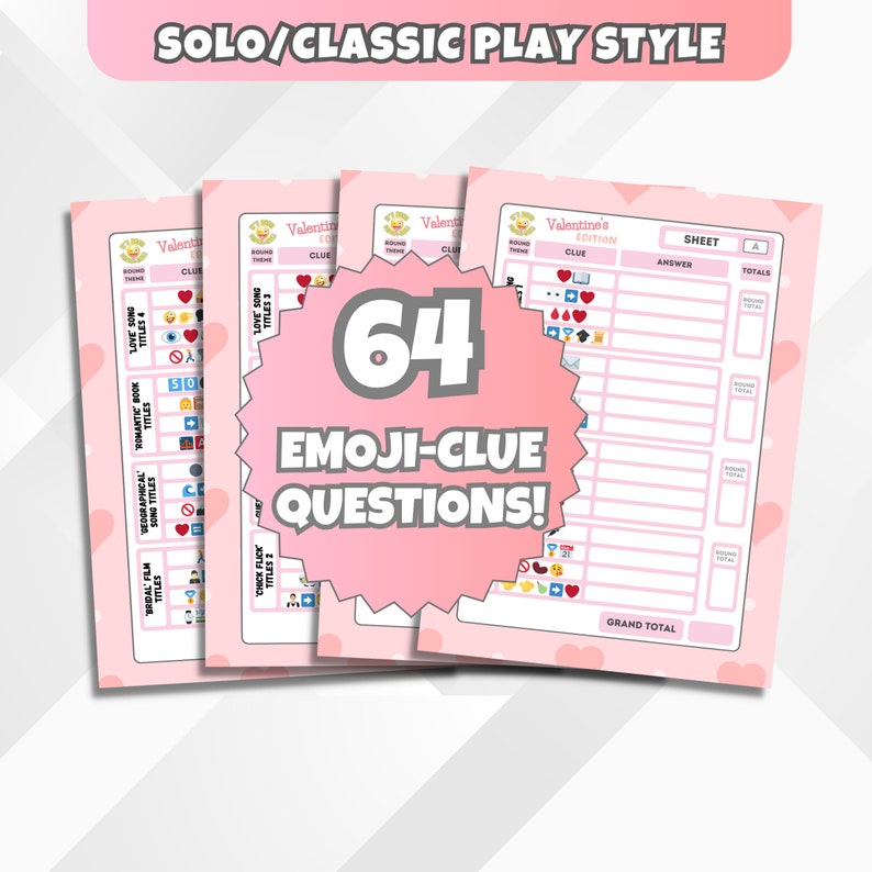 Valentine's Day Printable Emoji Quiz Party Game | 'it's Been Emoji-nal ...