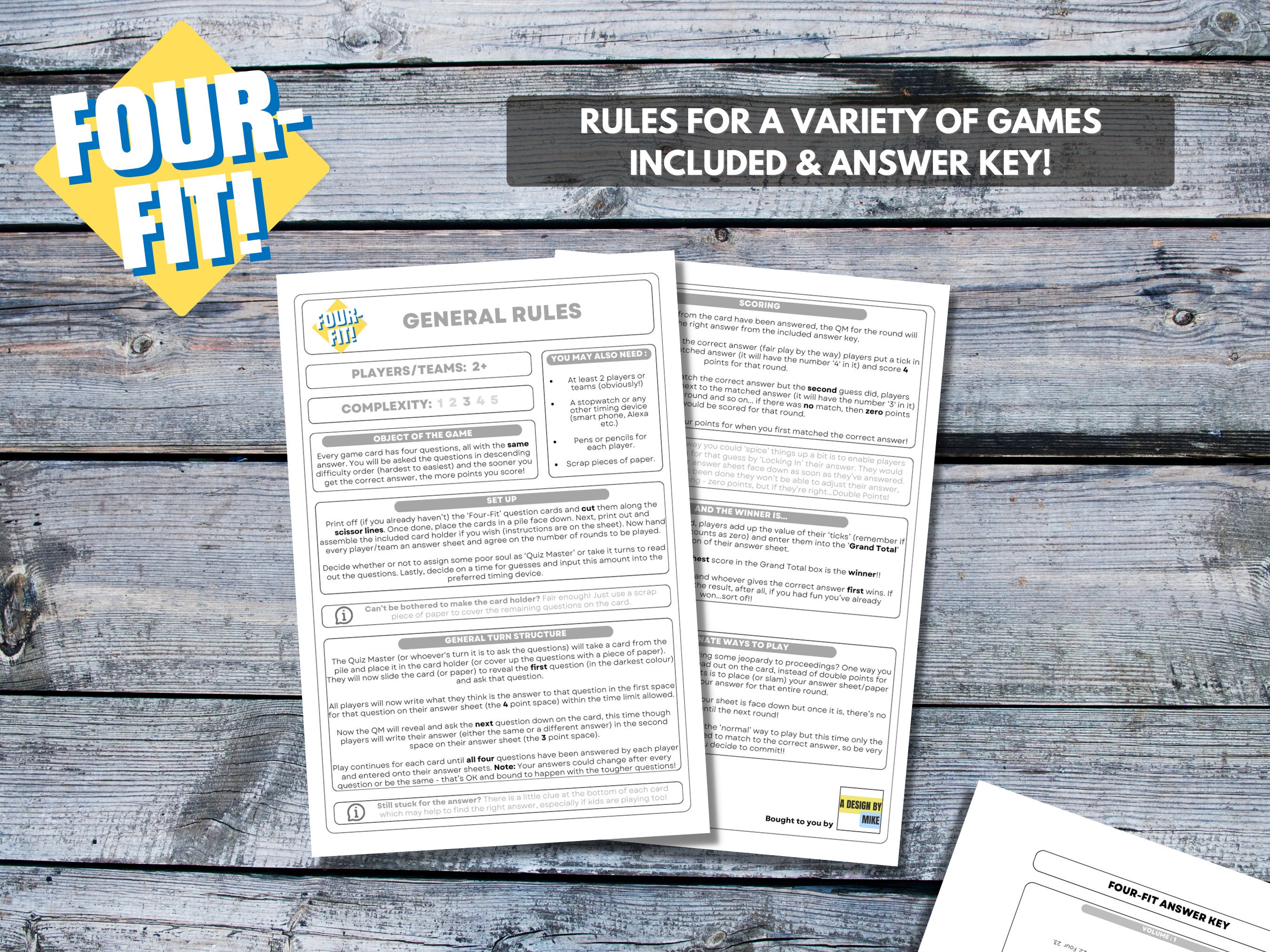 Printable Party Game | Four-fit Vol.1 | Family Friendly Quiz | General ...