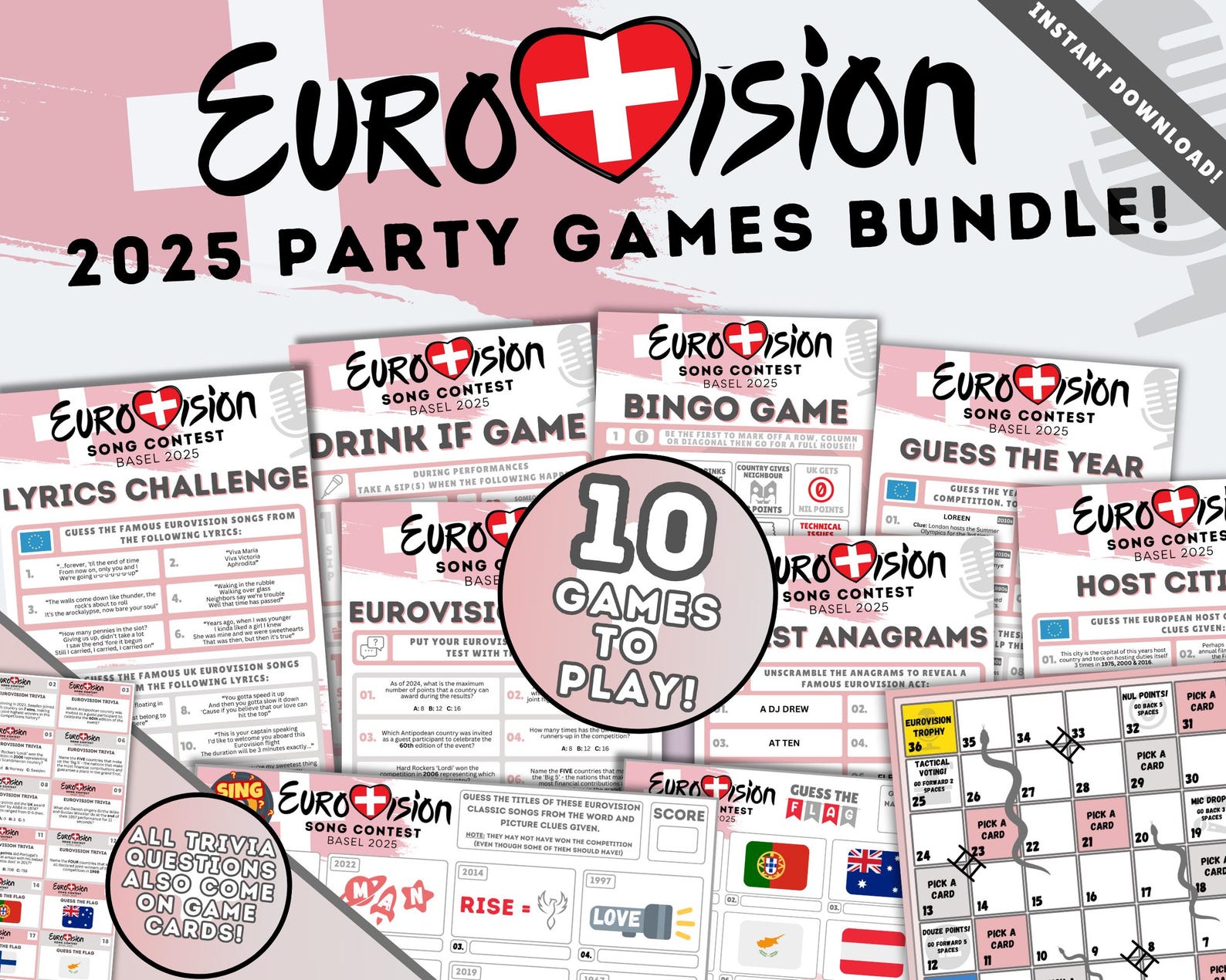 Eurovision 2025 Party Games Mega Bundle | Eurovision Song Contest Basel ...