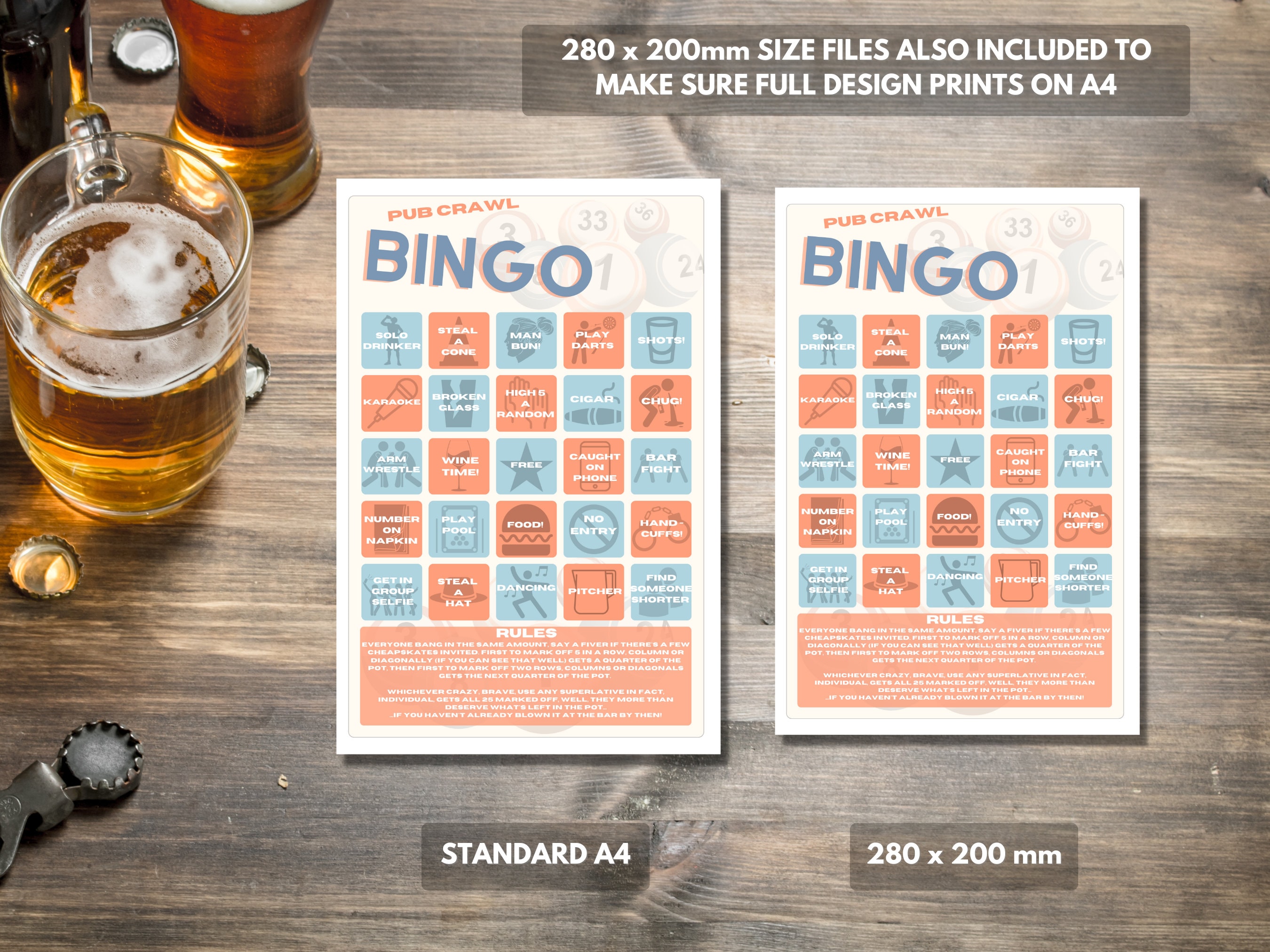 Bar Crawl Bingo | Pub Bingo Card | Adult Drinking Game | Printable Sheet | Stag Do | Hen Party ...