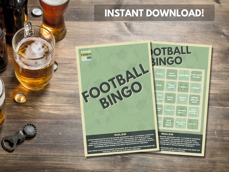 Football Bingo | Soccer Bingo Card | Adult Drinking Game | Printable ...