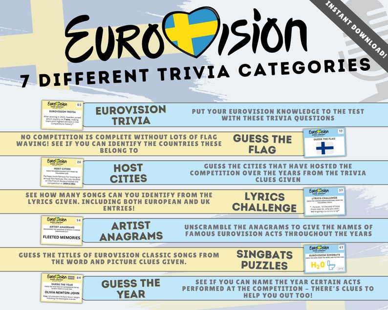 Eurovision 2024 Party Games Mega Bundle | Eurovision Song Contest Malmö ...