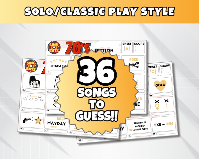 Printable Dingbats Puzzle Party Game | 'singbats' 1970's Edition ...