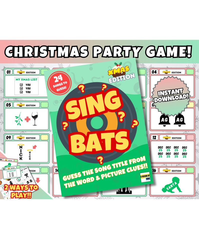 Christmas Printable Dingbats Puzzle Party Game | 'singbats' Xmas ...