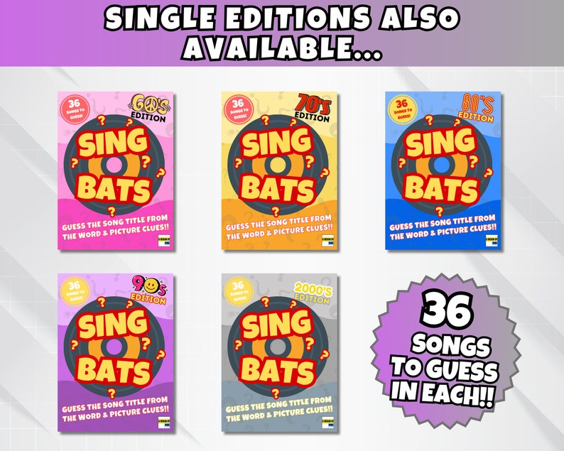 Printable Dingbats Puzzle Party Game Bundle | 'singbats' 1990s & 2000s ...