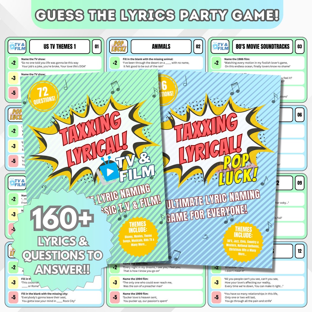 TV + Film Pop Luck Music Trivia Game | Taxxing Lyrical! TV & Film/pop ...