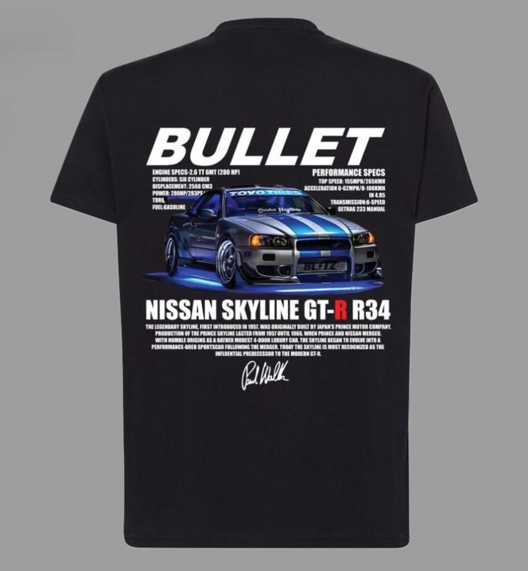 Nissan Skyline GT-R R34 T-shirt – JDM Car Graphic Tee - Etsy
