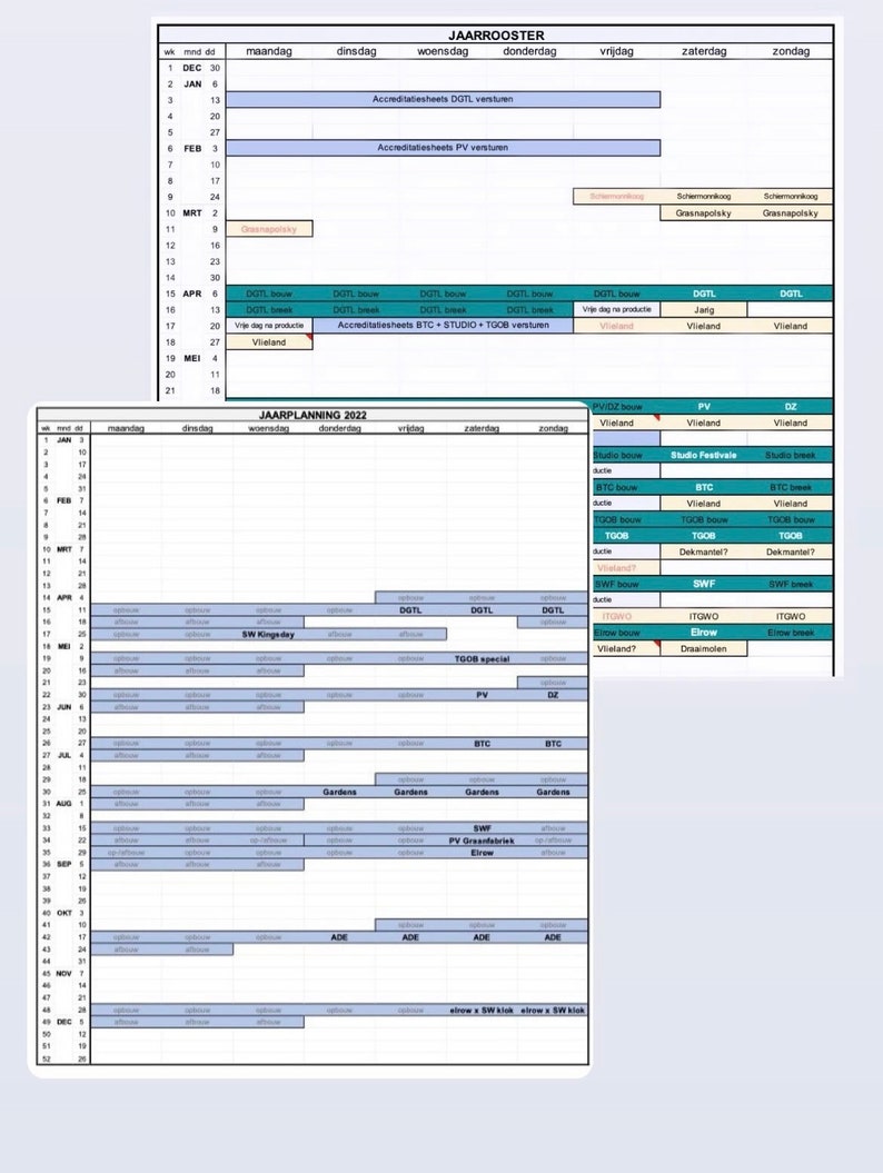 Annual Schedule Spreadsheet Template - Etsy