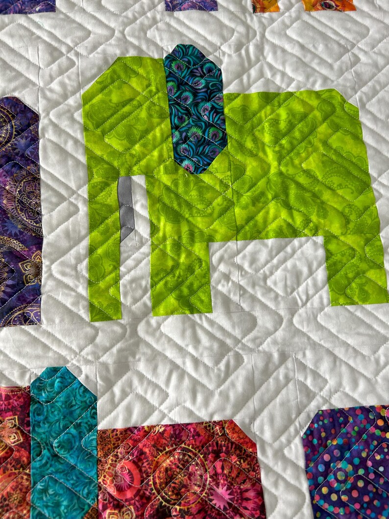 Colorful Elephants Quilt - Etsy