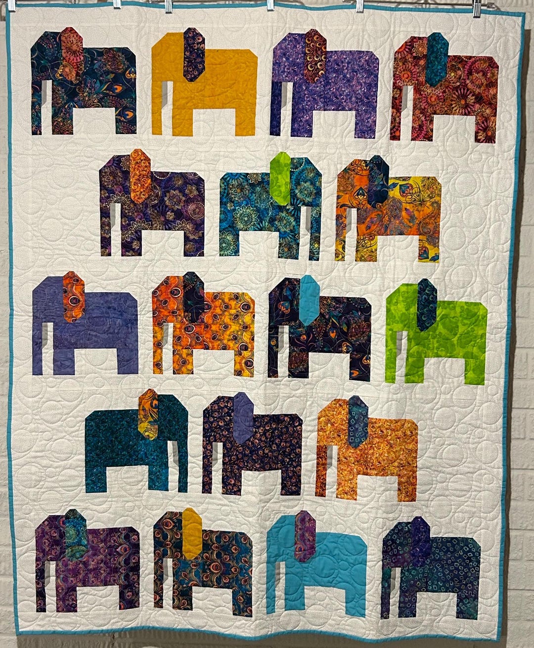 Colorful Elephants Quilt - Etsy