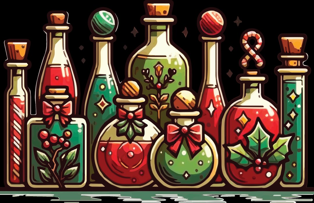 Christmas Potions SVG File - Enchanted Holiday Bottles Vector, Magical ...