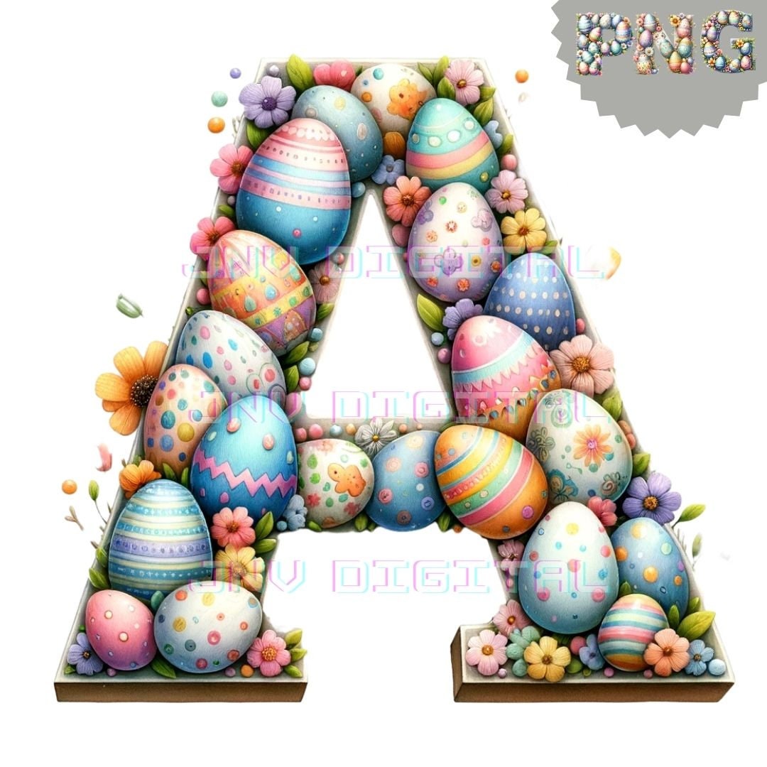 Watercolor Easter Egg Font - Digital Download, PNG ,300DPI - Etsy